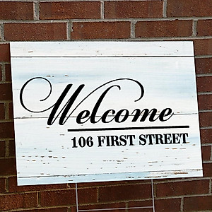 Signs Board Personalized Welcome 106 First Street Yard Signs with Stakes House Warming Gift Encouraging for Garage Sales Rent Open House Construction 12"x18"
