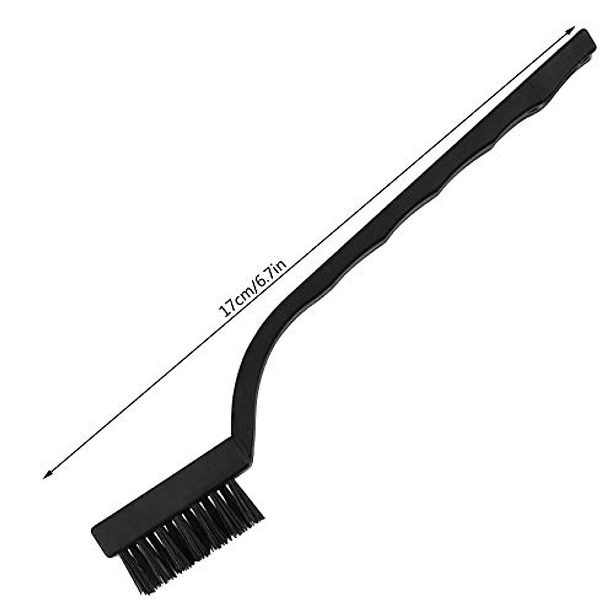 Topbuti 15 Pcs Mini Nylon Wire Brush Set for Cleaning Welding Slag Rust, Wire Bristle Scratch Brush Set, Curved Handle Brushes