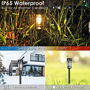 Mancra 8 Pack Solar Pathway Lights, IP 65 Waterproof Glass Stainless Steel Solar Outdoor Lights, Updated LED Tungsten Filament Bulb Solar Garden Lights for Yard, Lawn, Walkway, Driveway, 3000K