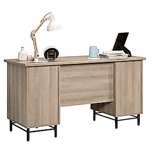 Sauder Anda Norr Executive Desk, L: 56.3" x W: 22.13" x H: 29.53", Sky Oak Finish