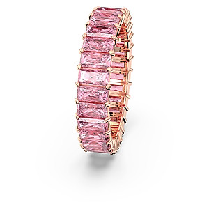 SWAROVSKI Matrix ring, Baguette cut, Pink, Rose gold-tone Finish