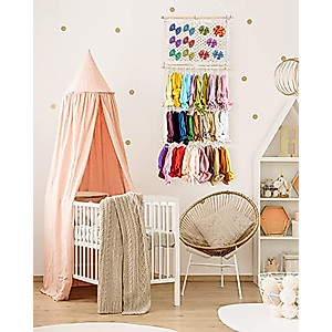 Maiqufa Headband Holder Hair Bows Organizer for Girls, Wall Mounted Hanger with 40 hooks, Large Capacity Baby Hair Accessory Organizer for Toddler Girls Room and Nursery Décor