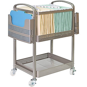 Lorell File Mobile Cart, 25.3" x 22.4" x 12.5", Champagne Gold