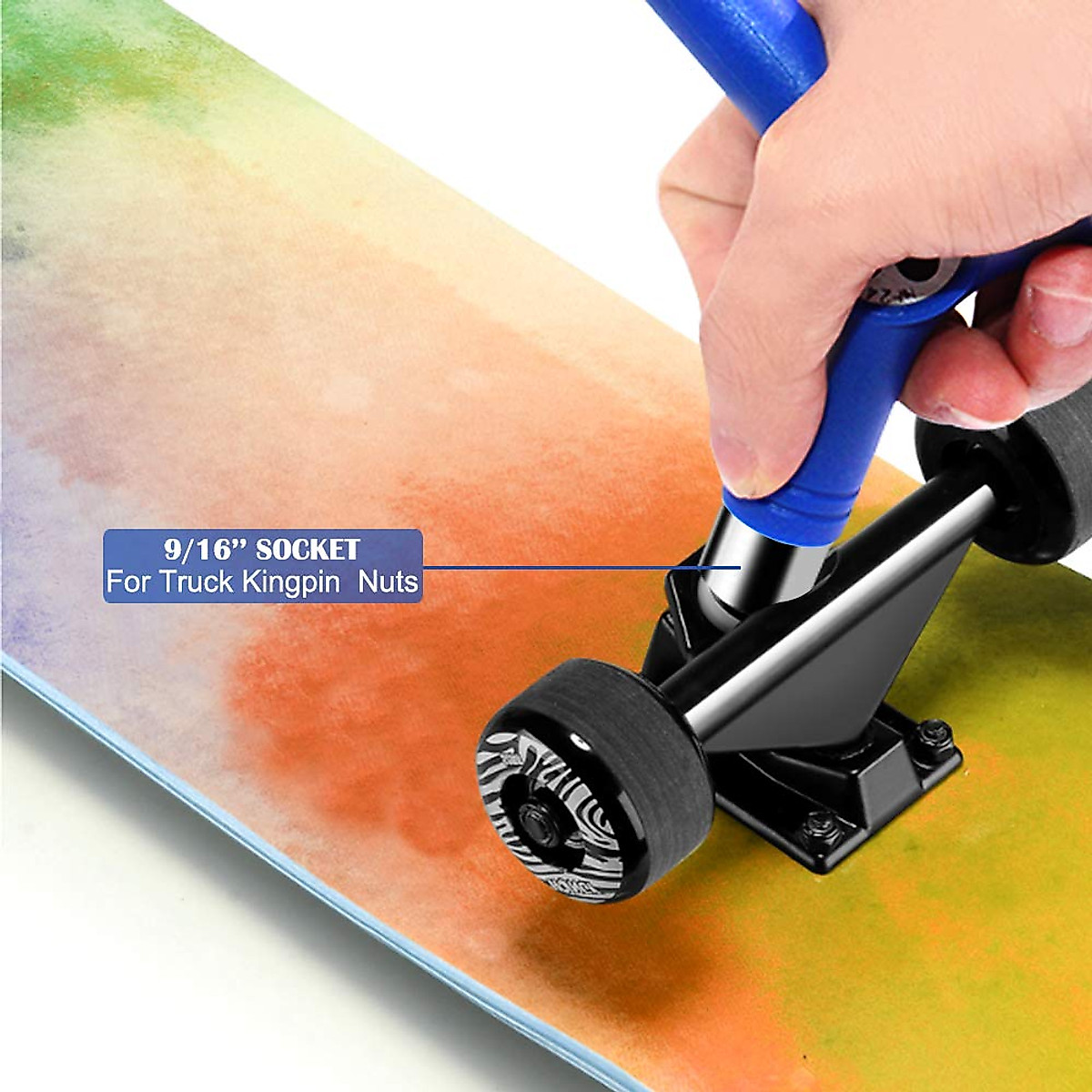 Sonku Blue All-in-One Skateboard Tool, Multifunctional Portable Skateboard T-Tool and Y-Tool Accessory with Screwdriver Wrench Storage in A Bag