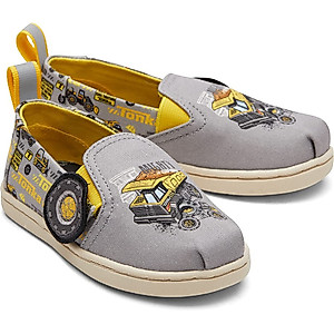 TOMS Boy's Alpargata Twin Gore Loafer Flat, Ultimate Grey Tonka Construction Print, 6 Toddler