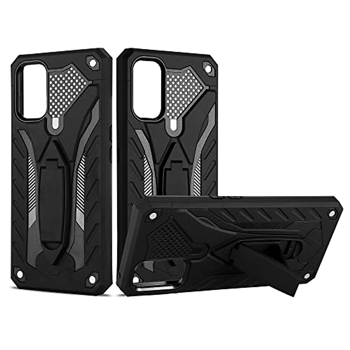 Back Case Cover Compatible with Oppo Realme 7 Pro,Military Grade Strong Two Layer PU+TPU Hybrid Full Body Case,Bracket Protective Dustproof Shockproof Cover Protective Case (Color : Dark Night Black