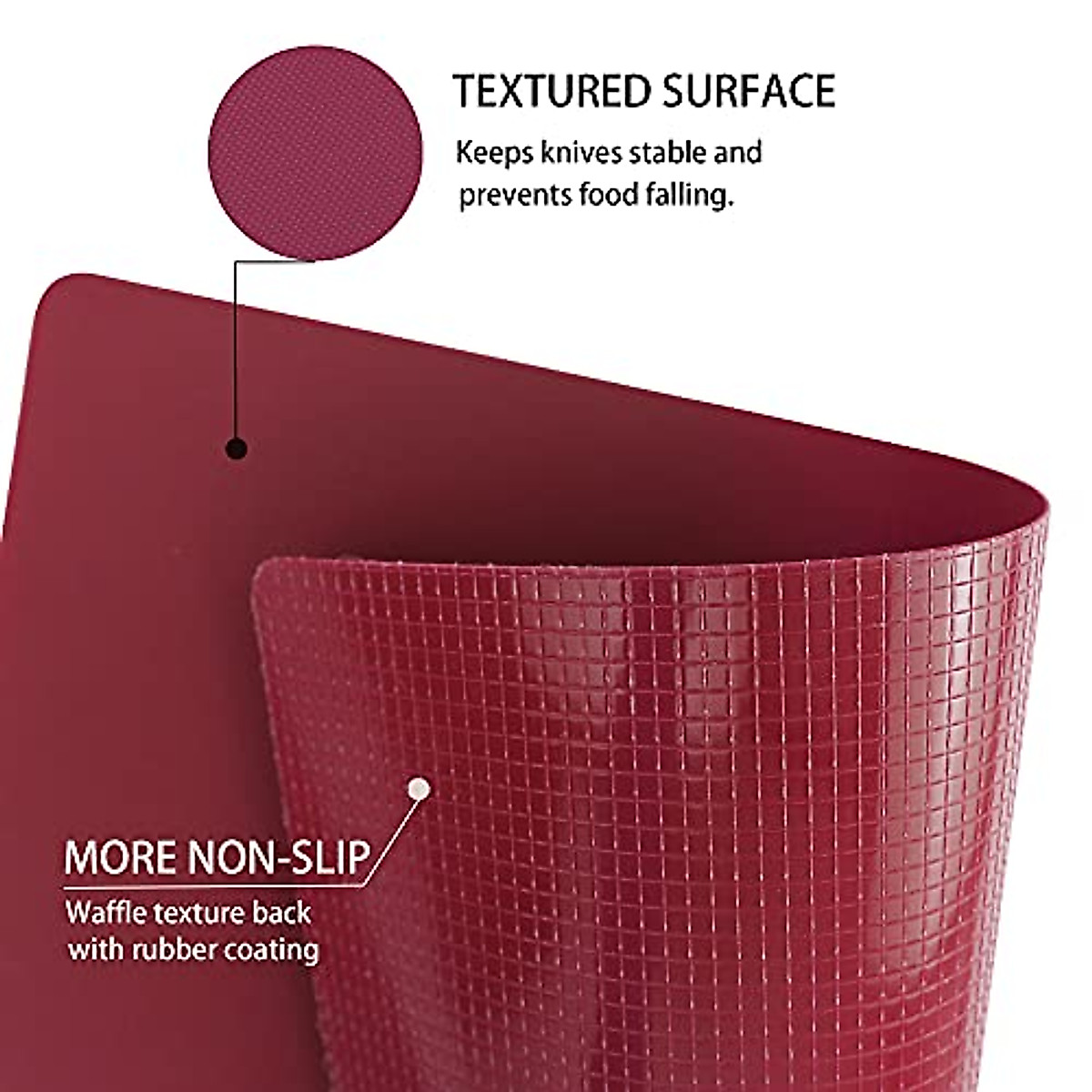 ZVP Flexible Plastic Cutting Board Set of 5 Gradient Color, Colorful Chopping Boards, BPA Free Mats, Non Slip, Dishwasher Safe, 15x12 Inch, Pink Multi-Color