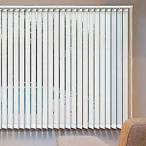 LETAU Cordless Sheer Vertical Window Blinds, Light Fitering, Reduce Sun Glare, UV Protection, White Window Shades for Slidding Door, French window, Room Divider, Glass Wall,OverSized Windows¡­