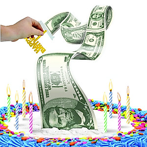 BEST PARTY EVER! Cash Stash Cake Surprise, Pull Out Money Box for Birthday Cake, Holds 40+ Bills, Happy Birthday Cake Topper, Includes Cake Cutter for Easy Use, 1 Count