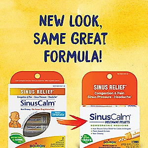Boiron SinusCalm Pellets for Sinus Pain Relief, Runny Nose, Congestion, Sinus Pressure, Headache - 2 Count (160 pellets)
