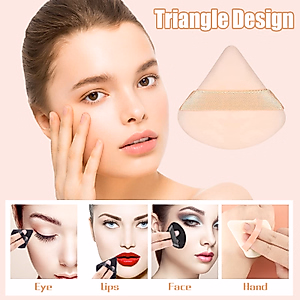 Pimoys 6 Pieces Powder Puff Face Triangle Makeup Sponge Soft Velour Puffs for Loose Powder Setting Powder Blender Foundation Sponge Beauty Makeup Tool, Stocking Stuffers Gift for Women