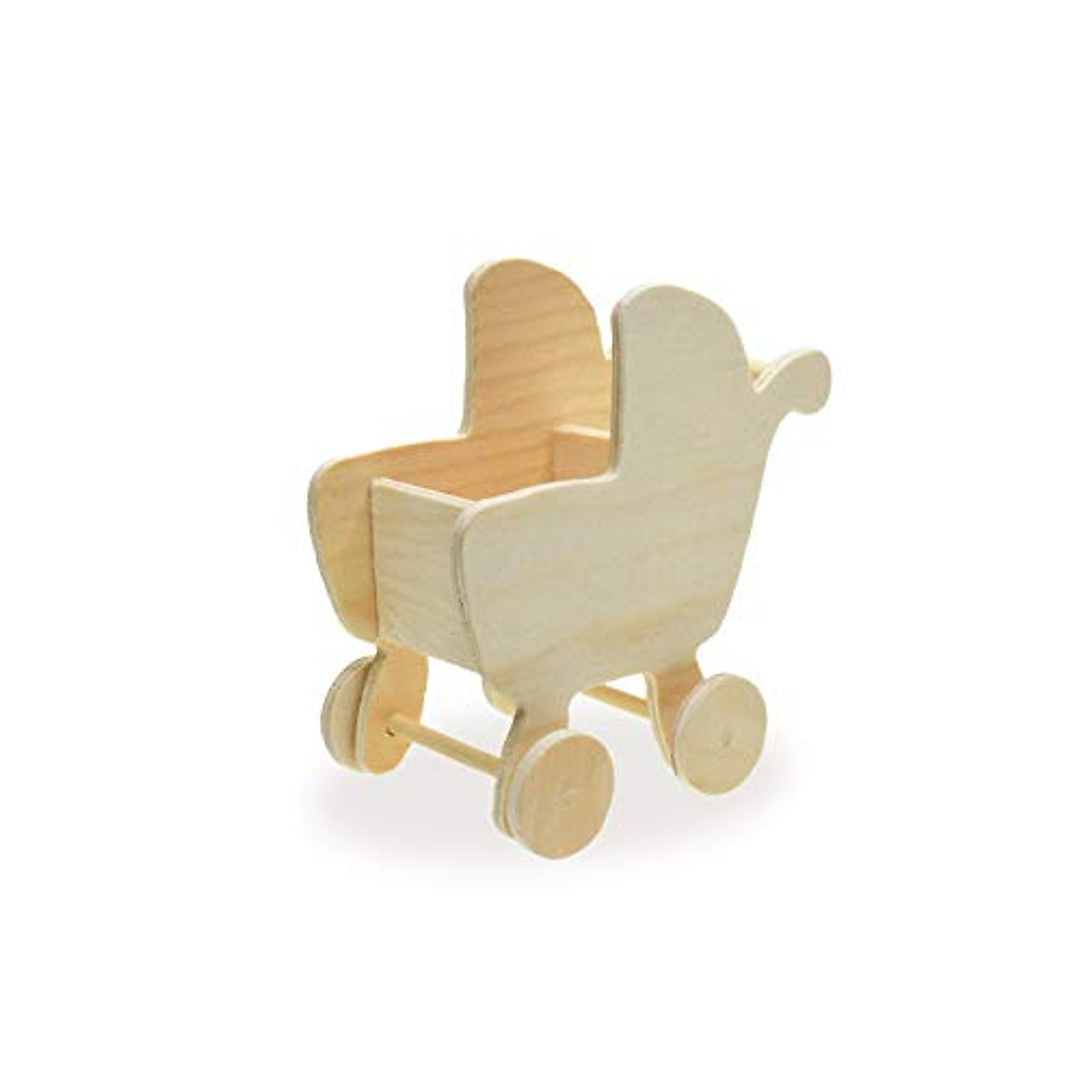 Baby Carriage Pram Stroller Miniature Wood for Baby Shower, Crafts, & DIY - 4 Inches Tall