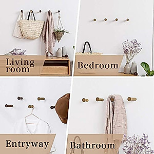 INMAN Wall Hooks, Wall Mounted Coat Hooks - 2.36'' Length Natural Wood Pegs, Entryway Wall Hangers Hooks for Hanging Coats, Hats, Bags and Towels, Pack of 4, Oak