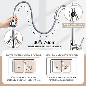 Touchless Kitchen Sink Faucet with Pull Down Sprayer, Herogo Brushed Nickel 18/10 Stainless Steel Smart Activated Faucet for Kitchen Sink, Single Handle Motion Sensor Kitchen Faucet for Farmhouse RV