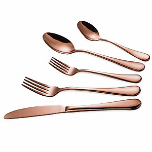 Flatware Set, Magicpro Modern Royal 45-Pieces rose gold Stainless Steel Flatware for Wedding Festival Christmas Party, Service For 8