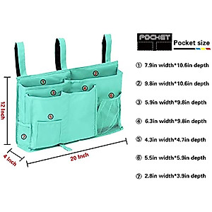 FUNYU Bedside Storage Caddy, Hanging Storage Organizer Bag with 8 Pockets for Bunk Dorm Rooms, Hospital Bed Rails, Baby Bed, Camp (Green)