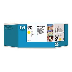 HP 90 Yellow 400-ml Genuine Ink Cartridge (C5090A) for DesignJet 4500 MFP, 4500 & 4000 Series Large Format Printers