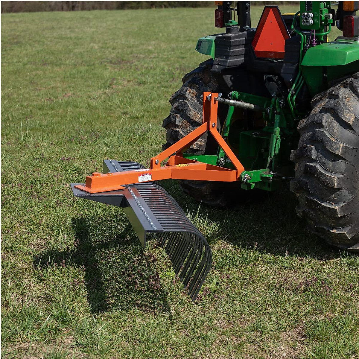 Titan Attachments 3 Point 6 FT Landscape Rake for Compact Tractors, Fits Category 1 Hookup, Tow-Behind Garden Tool, Landscaper, and Grass Comb