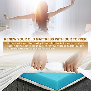 BedsPick Memory Foam Mattress Topper Twin XL 2 Inch Gel Infused Memory Foam Mattress Pad College Dorm Extra Long XL Single Size Bed Toppers
