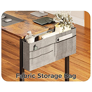 Casaottima 40 inch Computer Desk, Modern Simple Style Desk for Home Office, Study Student Writing Desk with Charging Station Outlets Built in, Rustic