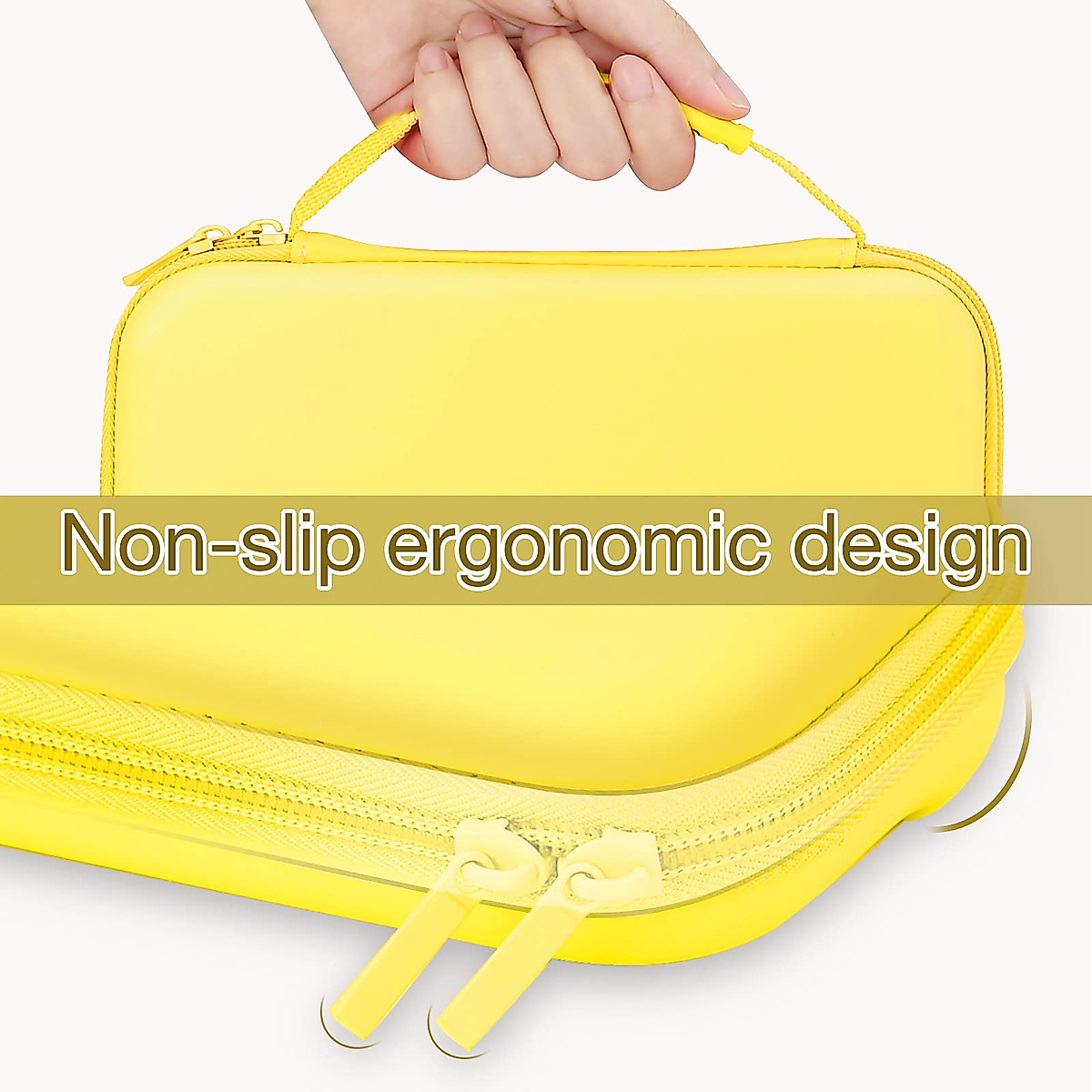 HEYSTOP Compatible with Switch Lite Carrying Case, Switch Lite Case with Soft TPU Protective Case Games Card 6 Thumb Grip Caps for Nintendo Switch Lite Accessories Kit(Yellow)