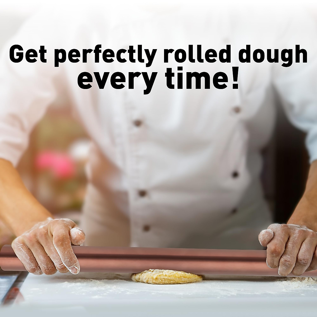 Zulay Kitchen 15.9 inch Professional Stainless Steel Rolling Pin - Lightweight Metal French Rolling Pin - Perfect for Baking, Fondant, Pizza Dough Roller, Dumpling