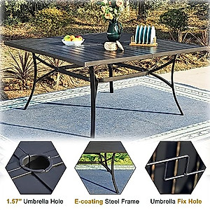 Sophia & William 9 Pieces Patio Dining Set for 8, Outdoor Dining Furniture with 1 X-large E-coating Square Metal Table and 8 Rattan Chairs with Cushions, Outdoor Table & Chairs for Deck Porch Backyard