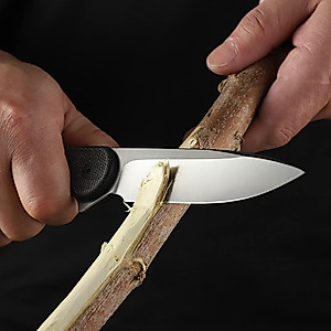 CIVIVI Fixed Blade Elementum Knife 3.98" D2 Blade, Flat G10 Handles, Belt Knife with Kydex Sheath, Tied Paracord Lanyard, Clip for Outdoor EDC C2105B