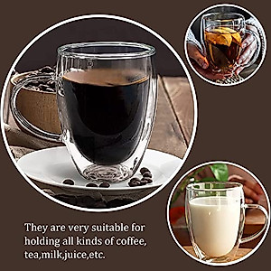 ALLYCE 15 Oz Double Walled Coffee Cups Glass Coffee Mugs Clear Coffee Mug with Lid Insulated Coffee Mug Perfect for Cappuccino,Tea,milk,Espresso,juice, Hot Beverage with Handle (15oz, with glass lid)
