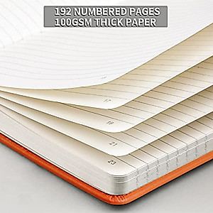 AHGXG Lined Journal for Women, Leather Hardcover A5 Notebook Diary, Personal Business Notebook with Magnetic Buckle, Pocket and Gift Box, 192 Numbered Pages, 100GSM Thick Paper, 5.7'' X 8.4'', Orange