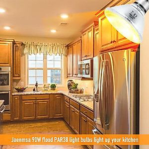 Jaenmsa PAR38 Halogen Flood Light Bulbs 90W 120V, 4Pcs Halogen PAR38 90W Light Bulbs Dimmable with E26 Base, 2800K Warm White, 1600 Lumens for Indoor and Outdoor