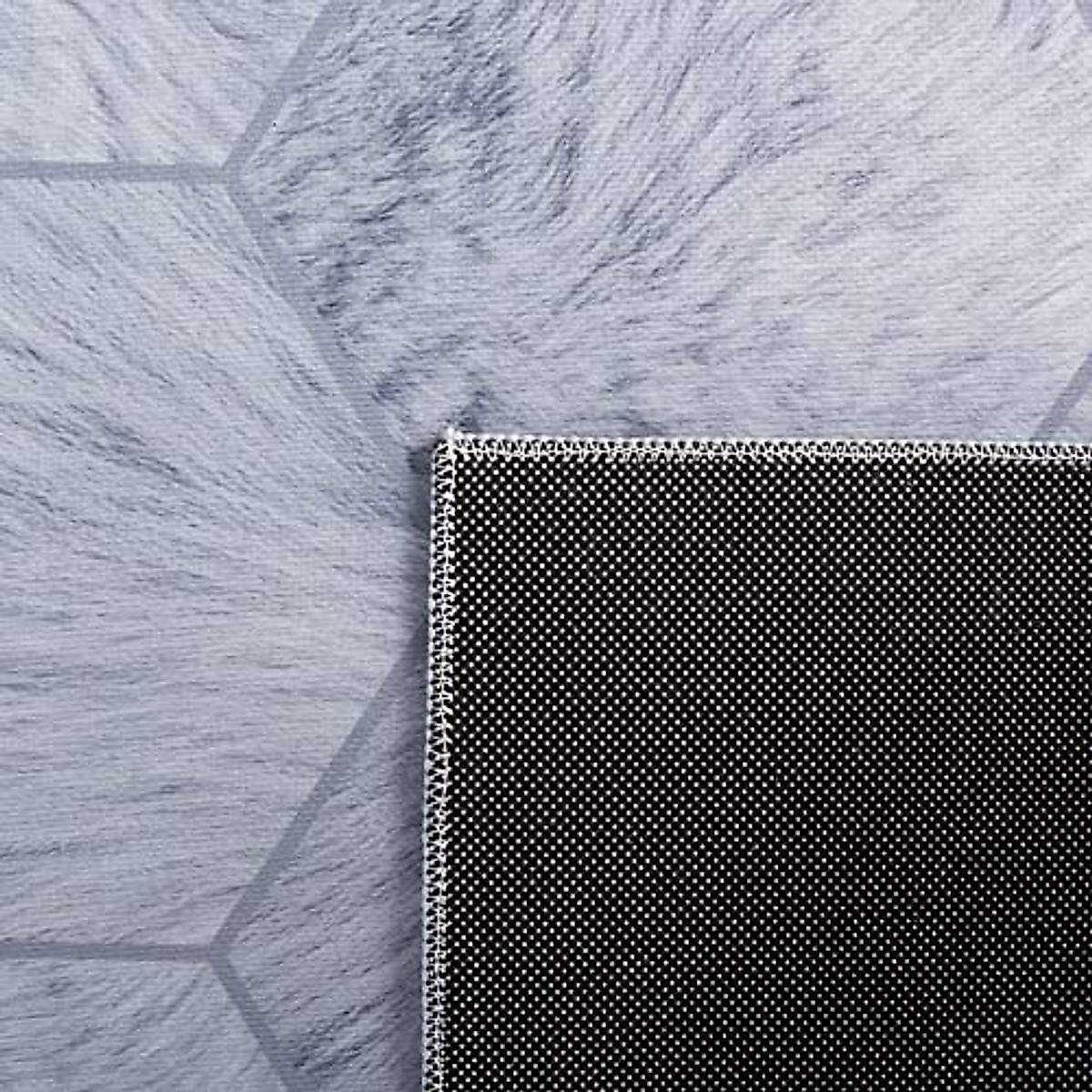 Safavieh Faux Hide Collection Machine Washable Slip Resistant 5' x 8' Ivory/Grey FAH546A Rustic Lodge Modern Glam Bedroom Living Room Area Rug