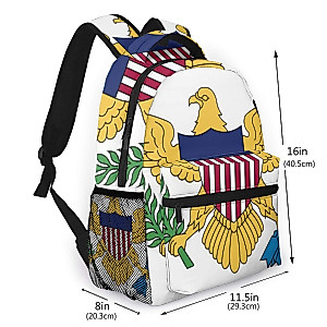 Back To School Gift - Camping Outdoor Backpack Gym Outdoor Hiking Bag Big Capacity Daypack Flag Of The United States Virgin Islands White College School Bookbag for Women Men