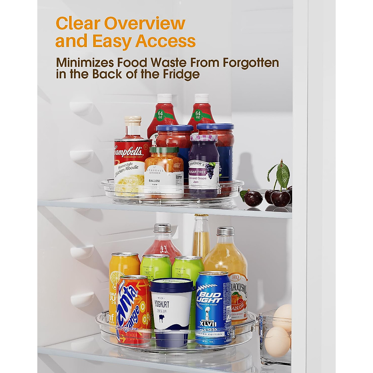 LAMU 2 Pack Lazy Susan Organizer 9.25 inch Turntable for Cabinet, Small Spice Organization for Cabinet, Kitchen, Pantry, Table Top, Fridge, Countertop, Medicine Cabinet Organizer, Clear