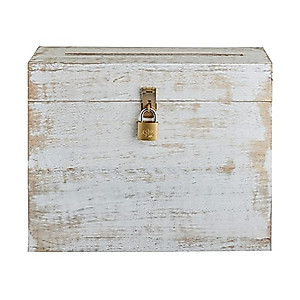 Eximious India Wedding Card Box with Card Slit and Lock 12"X10"X4.5"- Gift Wishing Well Card Box for Weddings, Receptions, Birthdays, Graduations, Baby Showers, Honeymoon Funds (White)