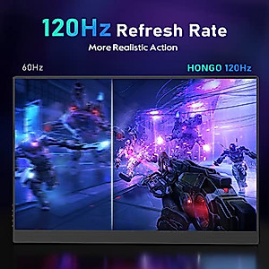 HONGO 2K 16" Portable Gaming Monitor, 2560x1600 QHD with VESA, HDR, IPS Second Screen, 120Hz Refresh Rate for PS5, Phone, Switch