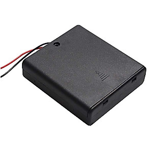 AA Battery Case Holder Switch and Cover, 4PCS DIY Battery Storage Boxes, AA 4 Bay Cell Battery Holder, 4 Slots in Parallel Black Plastic Holder Case