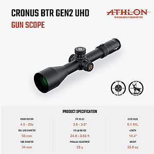 Athlon Optics Cronus BTR GEN2 4.5-29x56 Riflescope APRS1 FFP IR MIL Reticle, Black