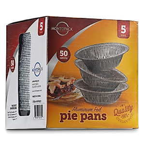 MontoPack Disposable 5 Inch Round Aluminum Foil Pie/Tart Pan, 50 Pack, Oven Safe, Stack & Store, Freeze & Reheat