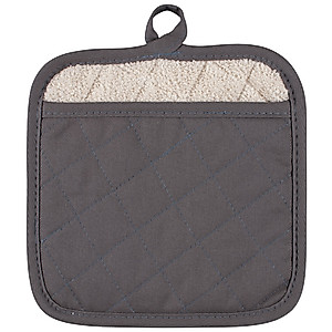 KAF Home Chefs Solid Pot Mitt, Pewter, 100% Cotton, Machine Washable, Made in USA