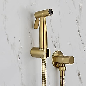 ifgswopq Hand Held Toilet Bidet Sprayer Brushed Gold Stainless Steel Douche Kit Faucet Washer Cleaning (Color : E) (E)