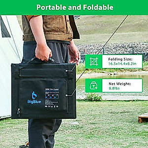 100W Portable Solar Panel with PD 45W USB-C, BigBlue Foldable Solar Panel with 18V/5.5A DC Port Compatible with Jackery Explorer/Goal Zero/Anker/Flashfish Power Station, Notebook, RV Battery, Phones