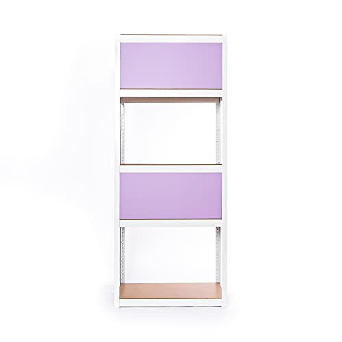 KEPSUUL White 5 Tier Customizable Storage Shelving Unit Heavy Duty Modular Metal Organizing Rack for Kitchen, Pantry, Closet, Office, 32.1" W X 16.4" D X 76.9" H, 2 Set of Reversible Doors, Purple