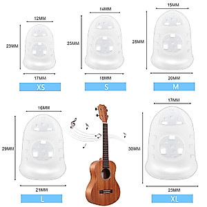 Guitar Fingertip Protectors - 40 Pcs Silicone Guitar Finger Guards Protection Covers Caps for Guitar Ukulele Bass, Sewing and Embroidery (5 Sizes) (Transparent)