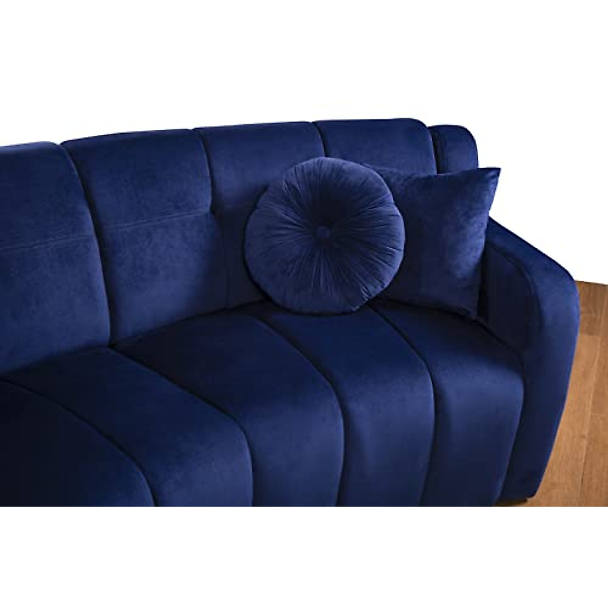 Legend Vansen Velvet Floor Sofa 4 Seats Symmetrical Modular Legless Curved Round couches Sectional, 153", Blue