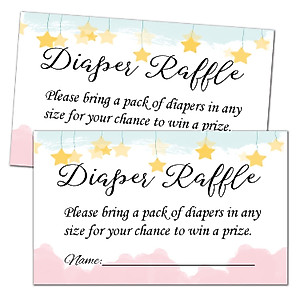 Antgiftshop Little Star Baby Shower Diaper Raffle Cards, Twinkle Little Star Diaper Raffle Ticket, Gender Neutral Baby Shower Girl or boy Diaper Raffle Tickets.