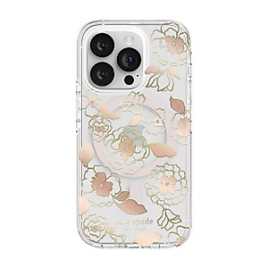 Kate Spade New York Defensive Hardshell Case Compatible with MagSafe for Apple iPhone 14 Pro - Gold Floral [KSIPH-239-GFL]