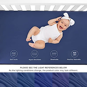 EXQ Home Fitted Baby Crib Sheets for Boys Girl, Standard Crib Mattress Sheet Soft Breathable Toddler Bed Sheets, Cozy Microfiber Toddler Cot Sheet (28x52x8in Navy Blue)