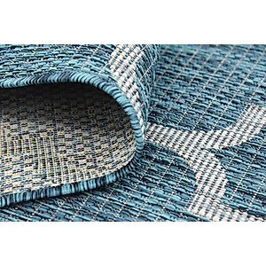 Unique Loom Outdoor Trellis Collection Area Rug (6' 1" x 9' Rectangle, Teal/ Gray)