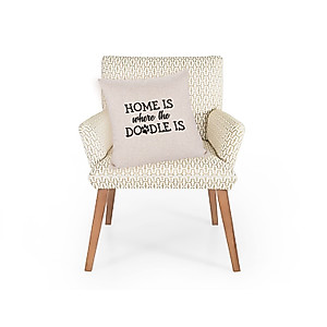 Funny Quote Decorative Throw Pillow Cover Home is Where The Doodle is Paw Decorative Throw Pillow Case Cushion Cover Square Cotton Linen Pillowcase Gifts for Dog Lover Home 18X18 Inches